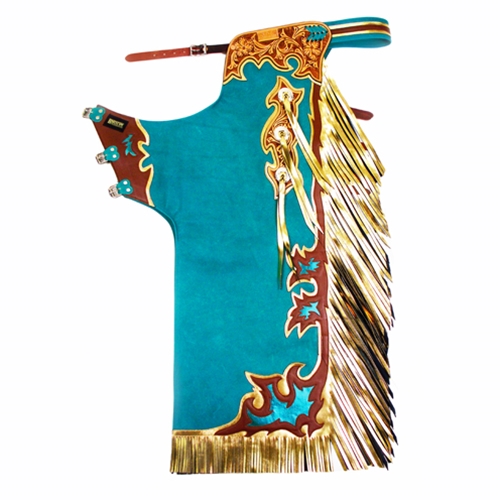 Fringed Teal Rodeo Chaps | Barstow Pro Rodeo Equipment